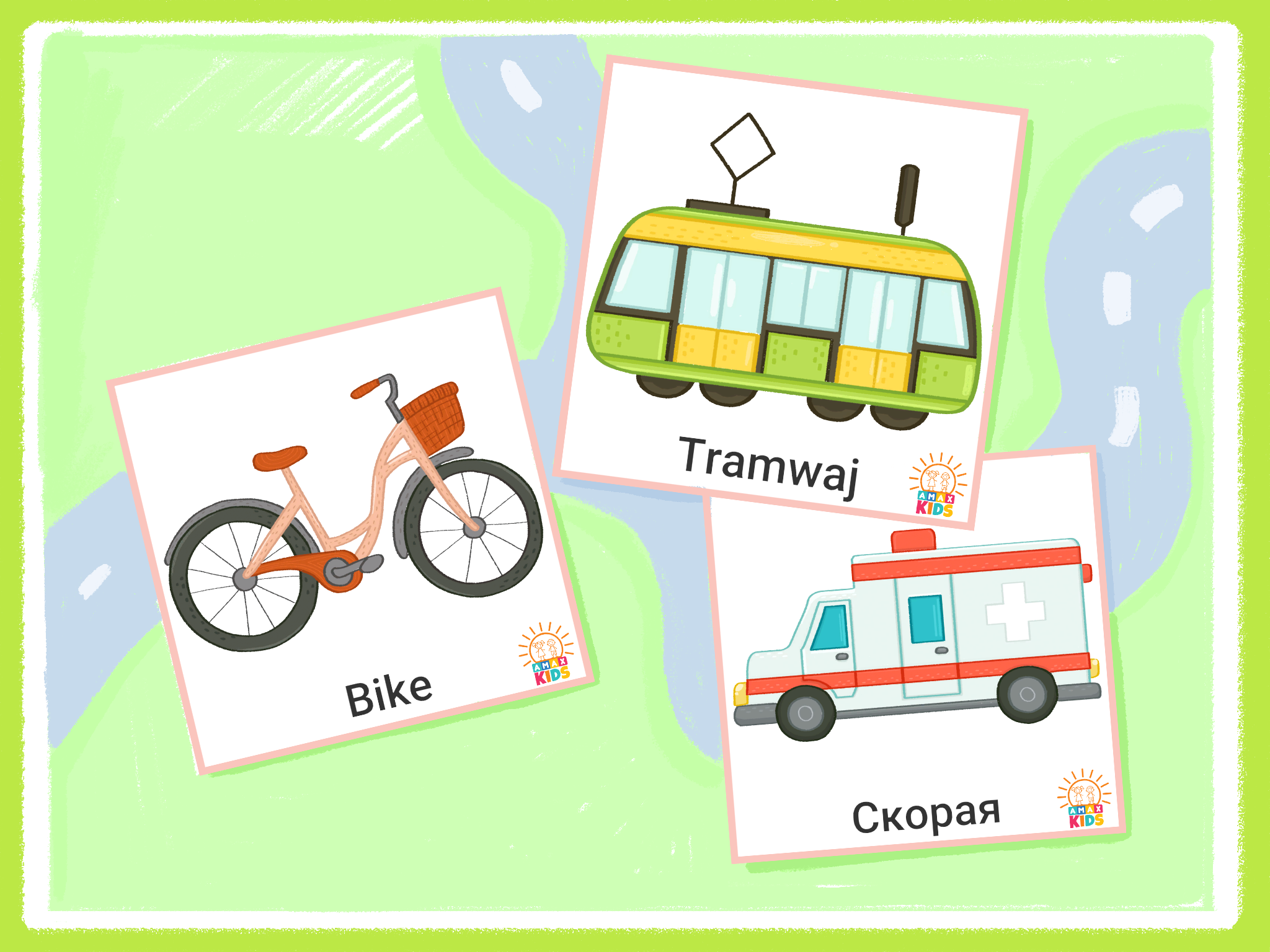 Printable flashcards for kids – Transport | Amax Kids