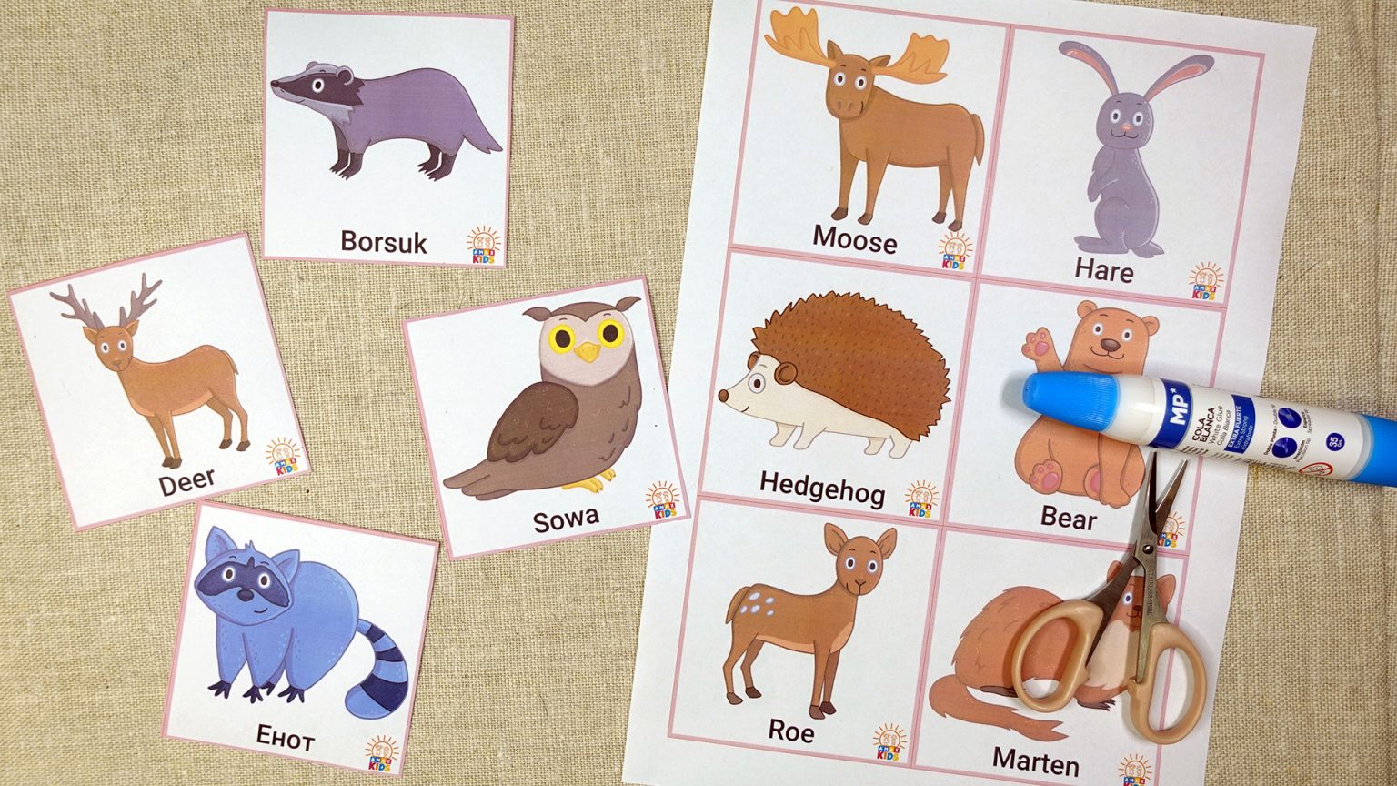 Printable Flashcards for Kids – Forest Animals | Amax Kids
